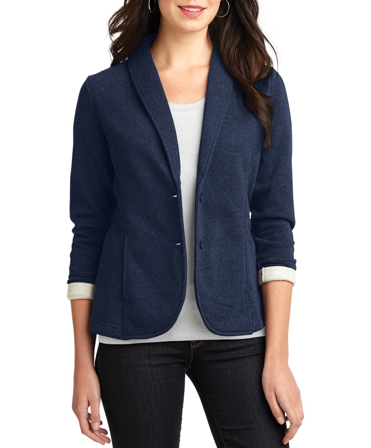 JustBlanks Womens Fleece Blazer with Shawl Collar Side Seam Pockets ...