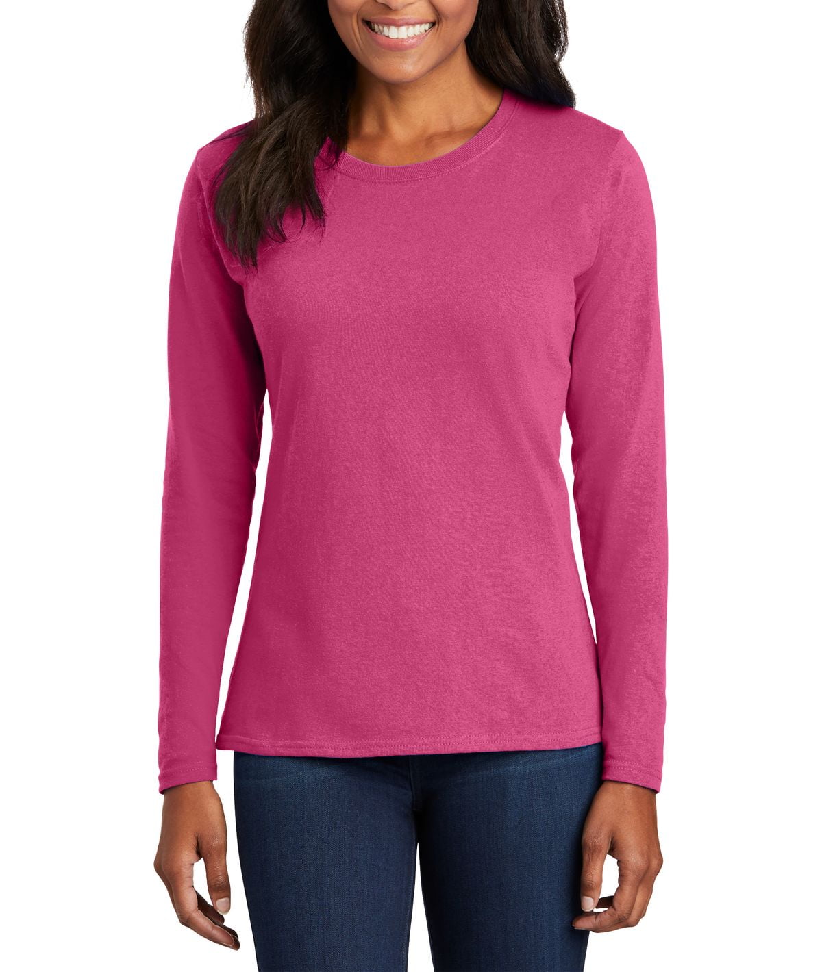Just Blanks Ladies Long Sleeve Core Cotton Tee, Sangria, XXL - Walmart.com