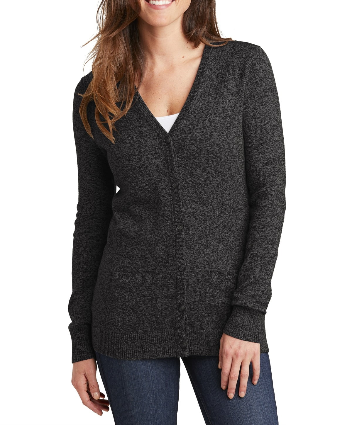 JustBlanks Ladies Marled Cardigan Sweater Cotton Acrylic Blend V Neck ...