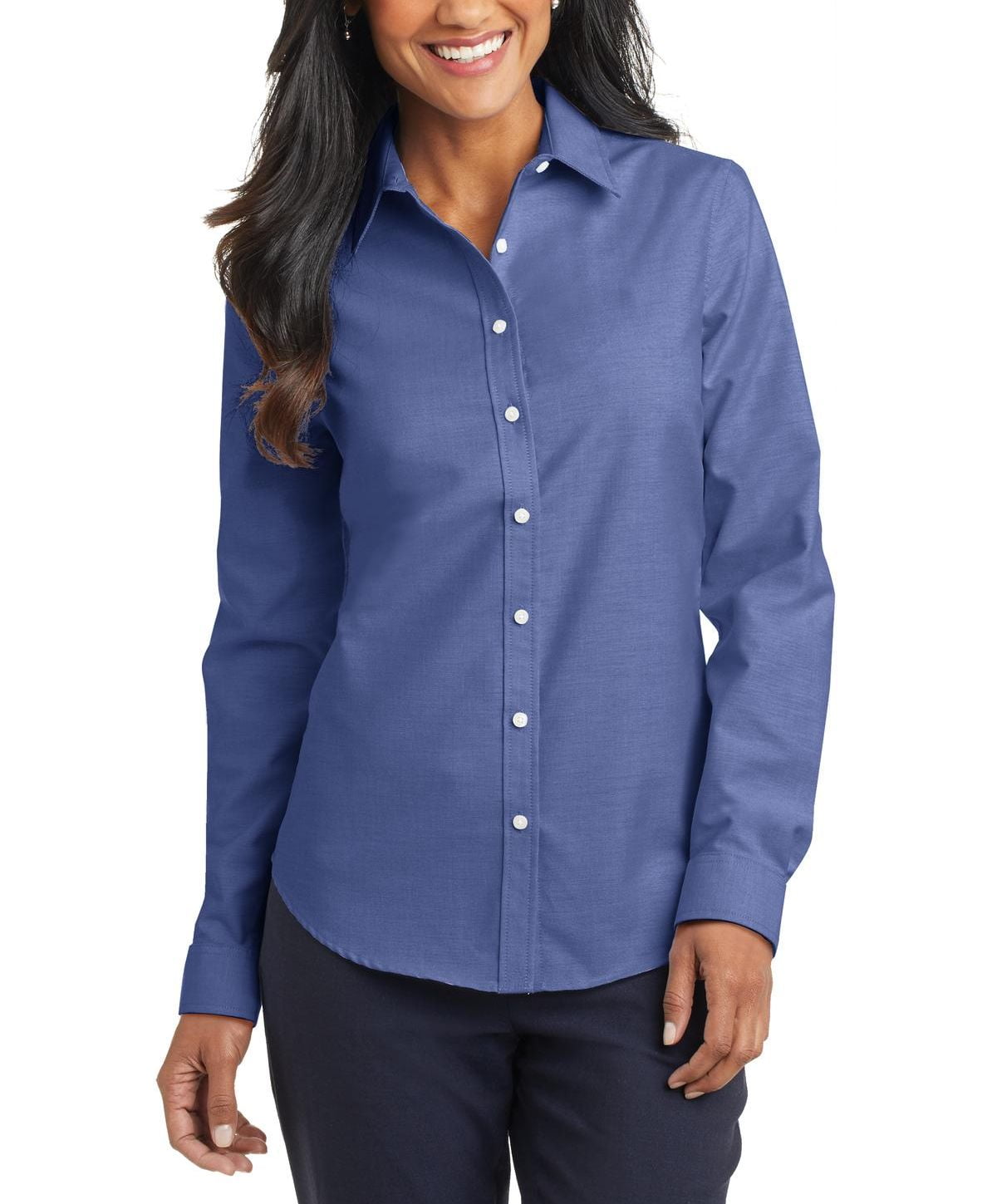 Just Blanks Ladies SuperPro Oxford Shirt Open Collar Back Yoke With ...