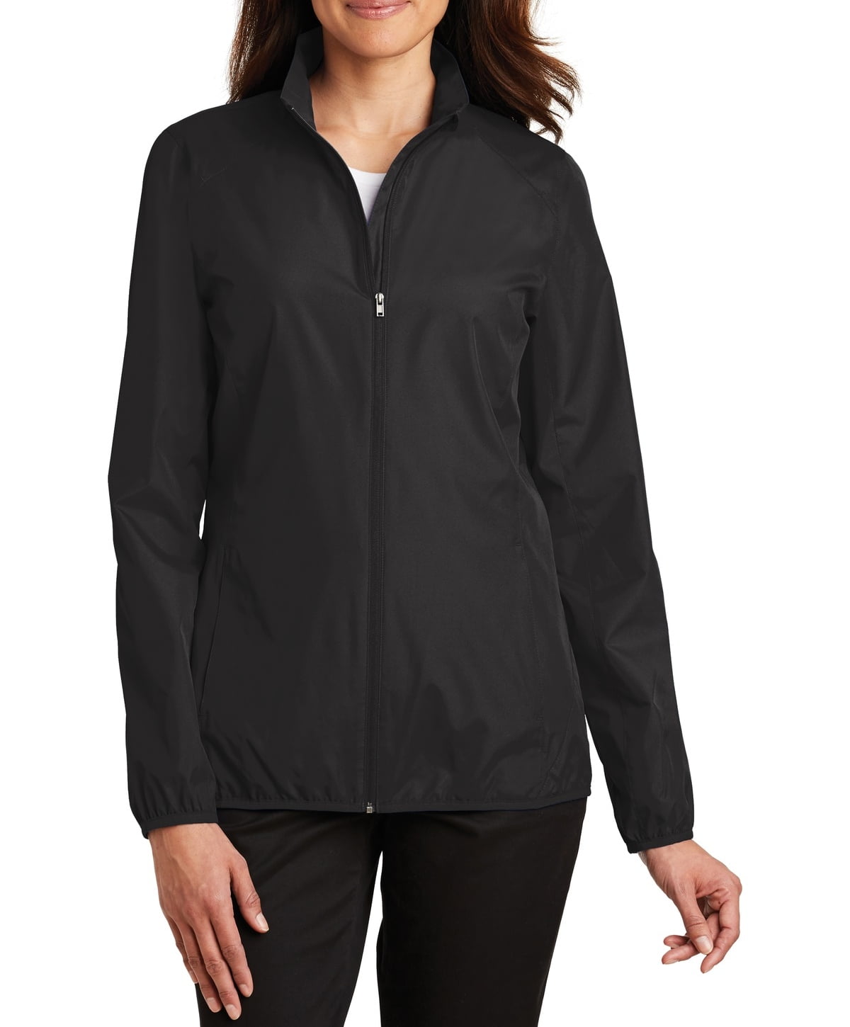 Just Blanks Ladies Zephyr Full-Zip Jacket Zip-Through Cadet Collar With ...