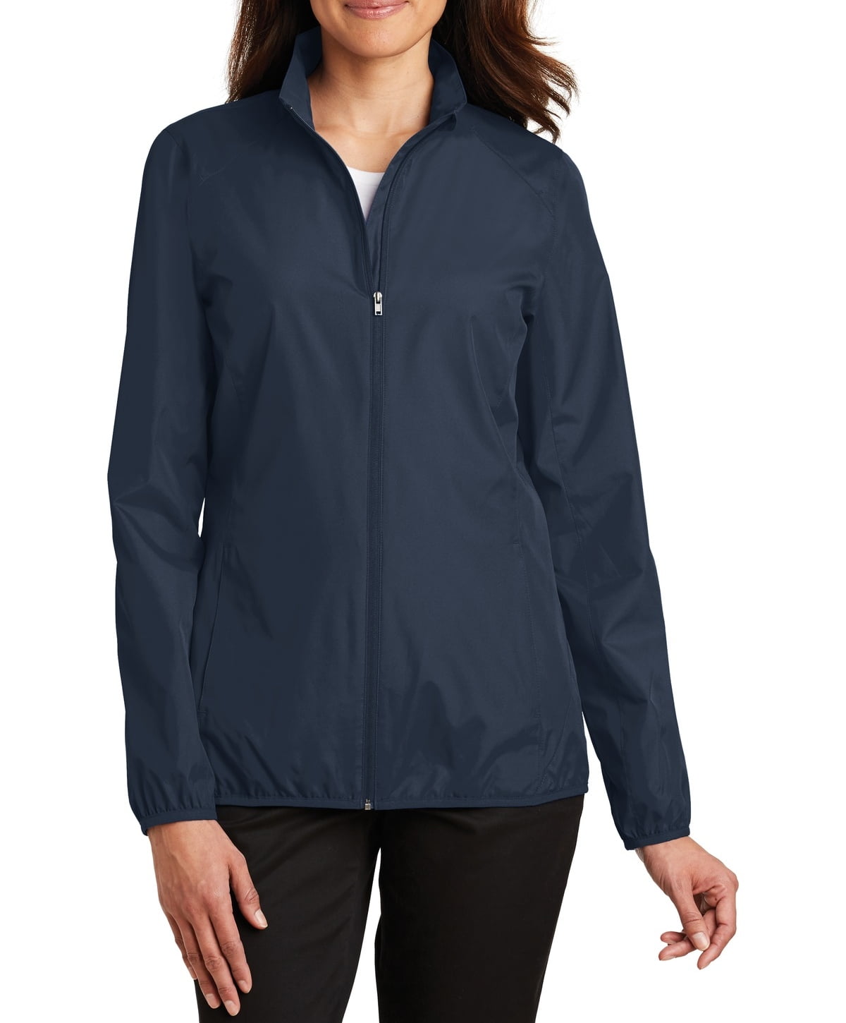 Just Blanks Ladies Zephyr Full-Zip Jacket Zip-Through Cadet Collar With ...