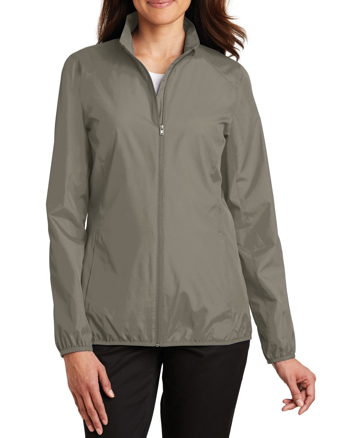 Just Blanks Ladies Zephyr Full-Zip Jacket Zip-Through Cadet Collar With ...