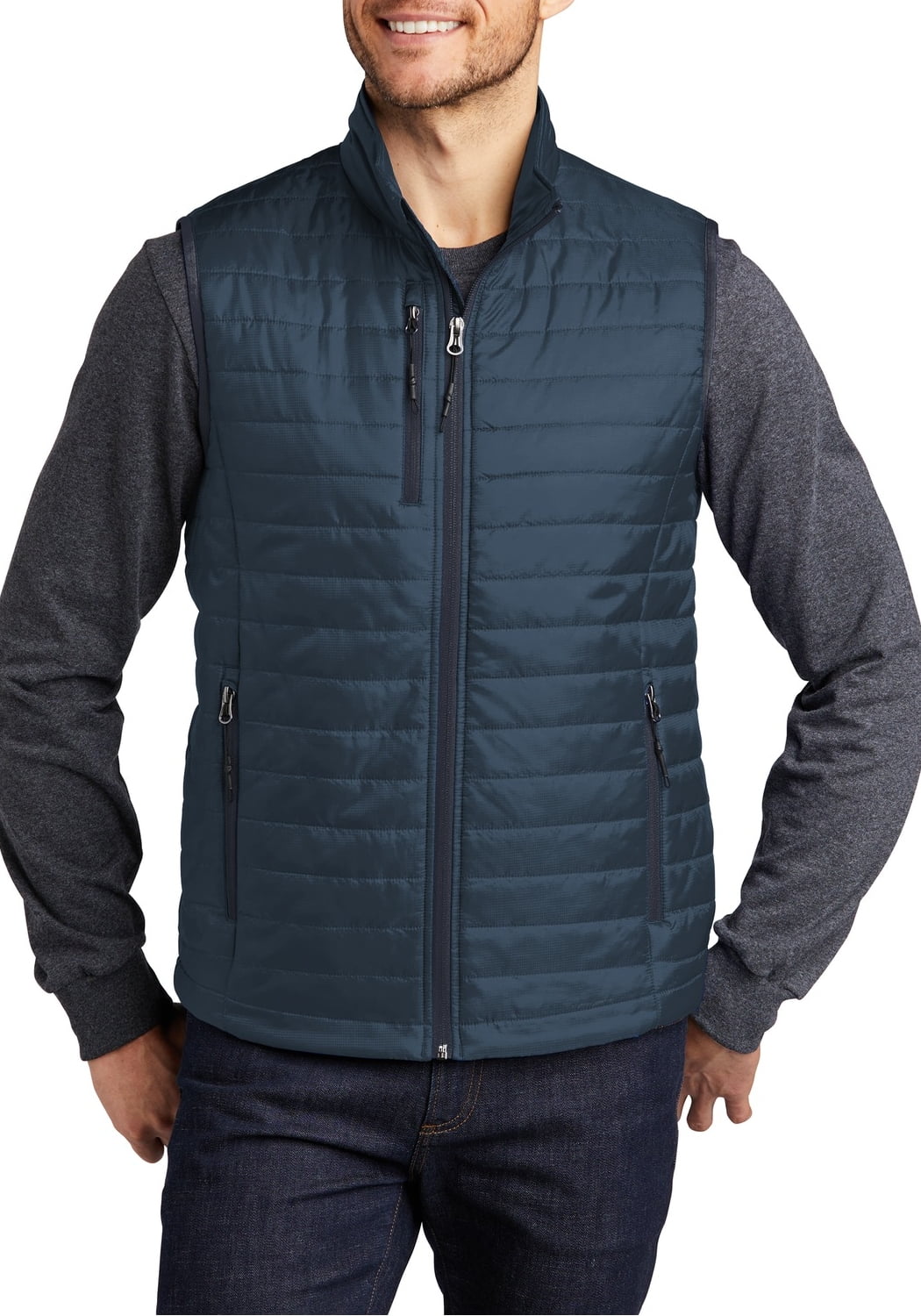 Just Blanks Packable Puffy Vest Interior Storm Flap With Chin Guard ...