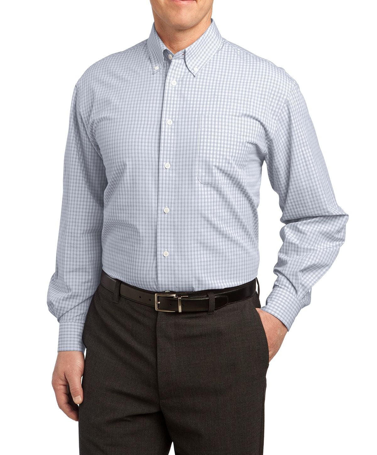JustBlanks Plaid Pattern Easy Care Shirt Button Down Collar Long Sleeve ...