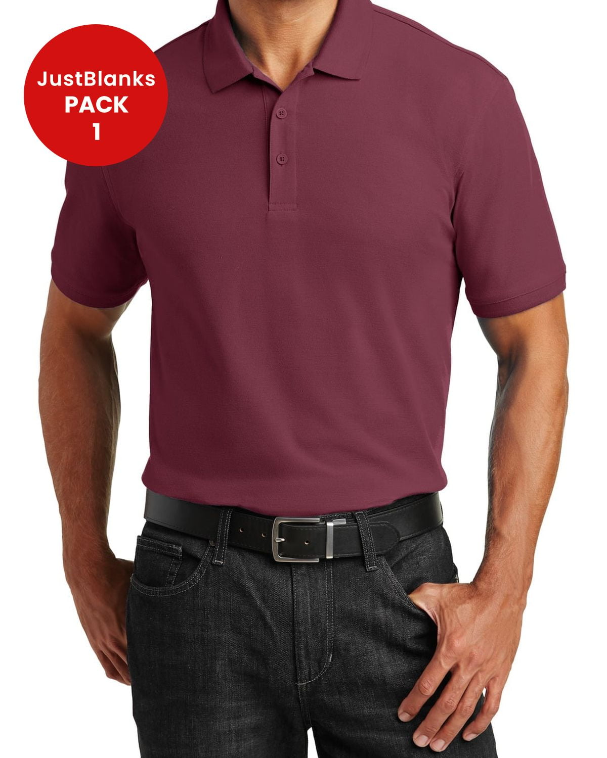 JustBlanks Core Classic Pique Polo Flat knit collar and cuffs 3-button ...