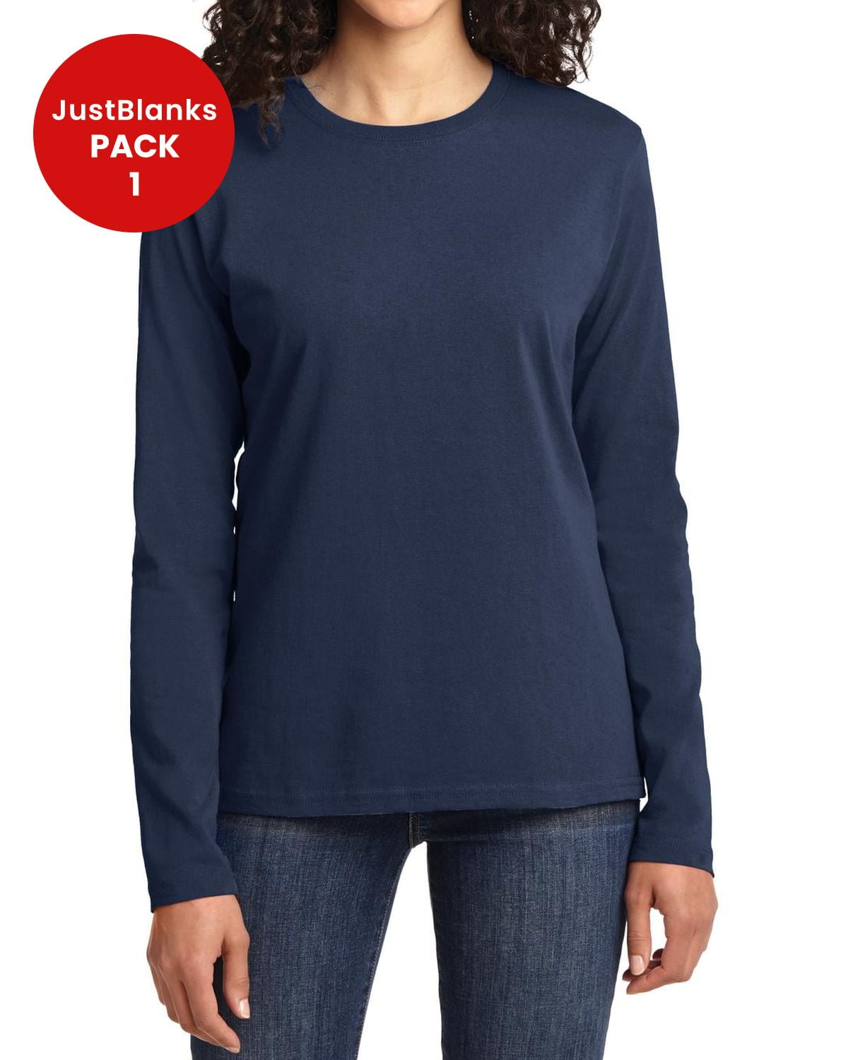 Just Blanks Port & Company LPC54LS Ladies Long Sleeve Core Cotton Tee ...