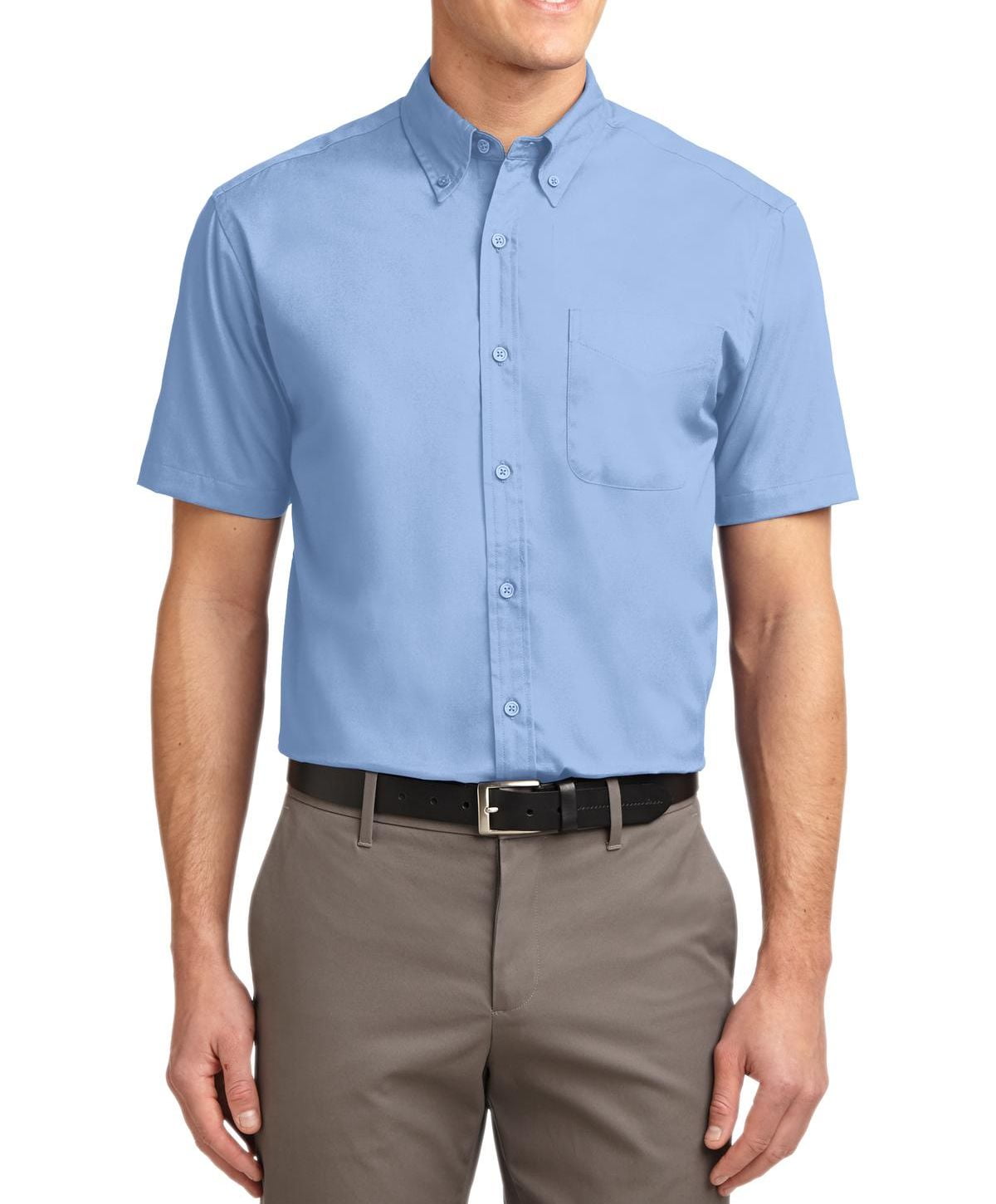 Just Blanks Short Sleeve Easy Care Shirt Button Down Collar, Light Blue ...