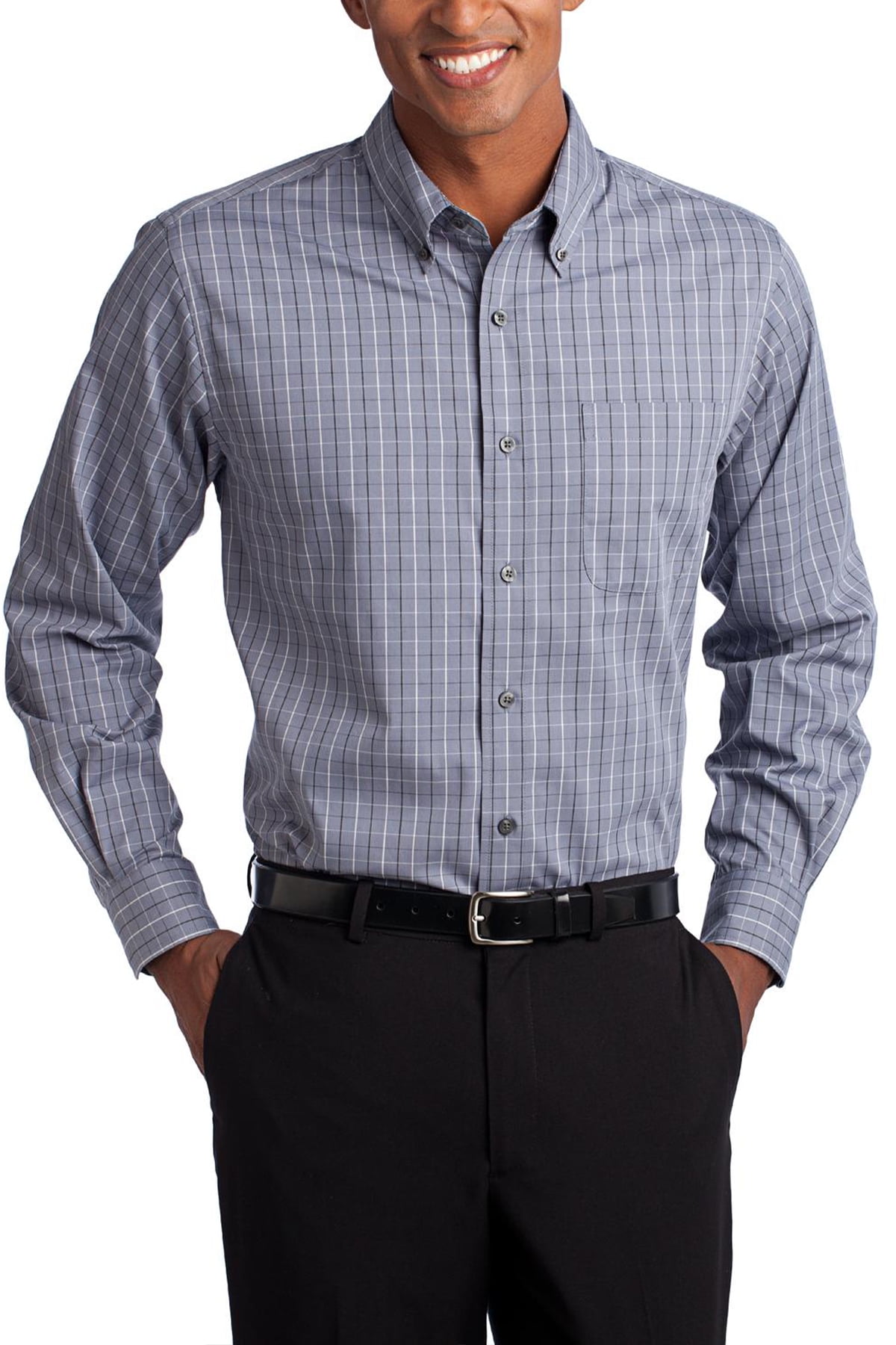 Just Blanks Tattersall Easy Care Shirt Button-Down Collar With Bias-Cut ...