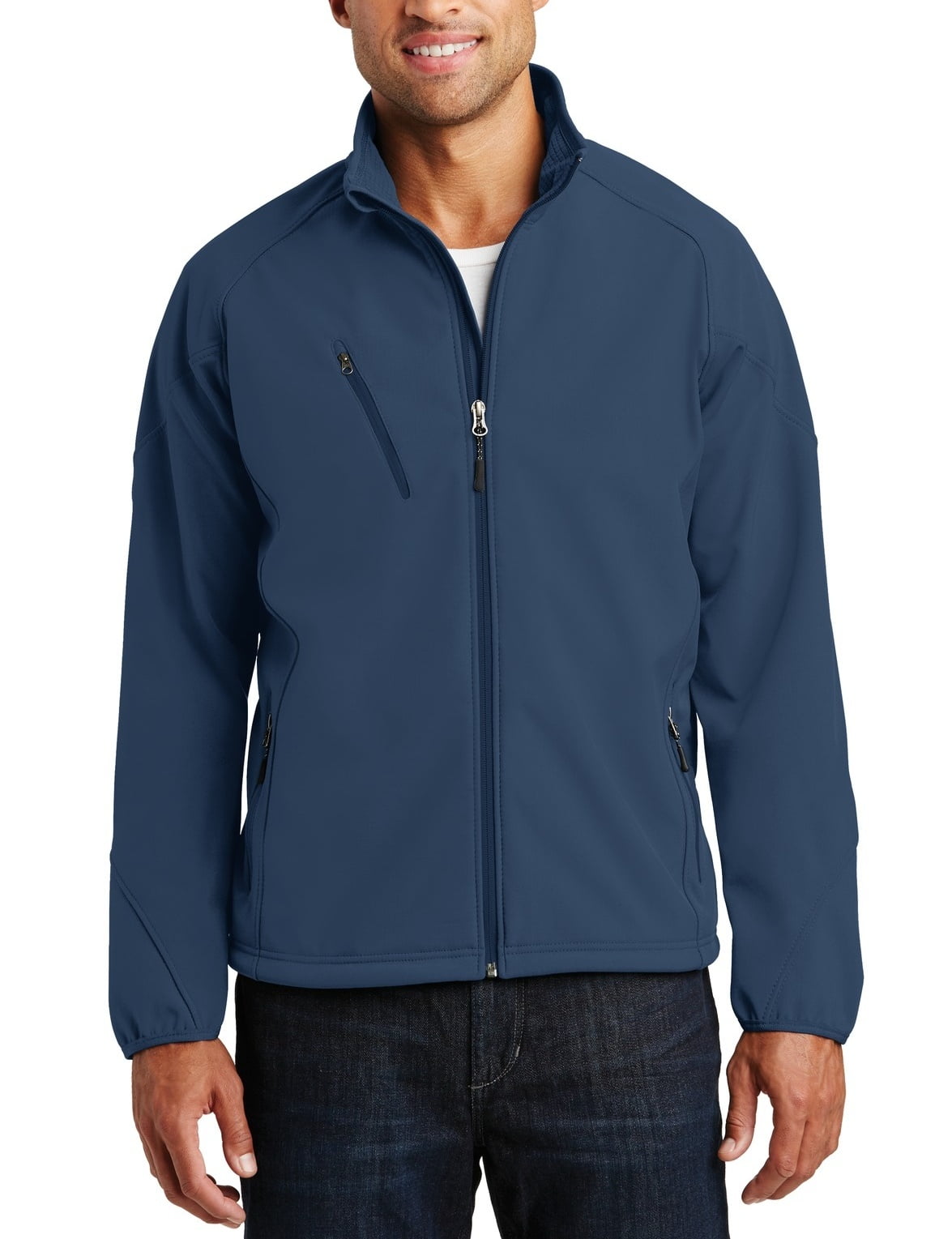 Just Blanks Textured Soft Shell Jacket Storm Flap With Chin Guard Zippered Chest Pocket ...