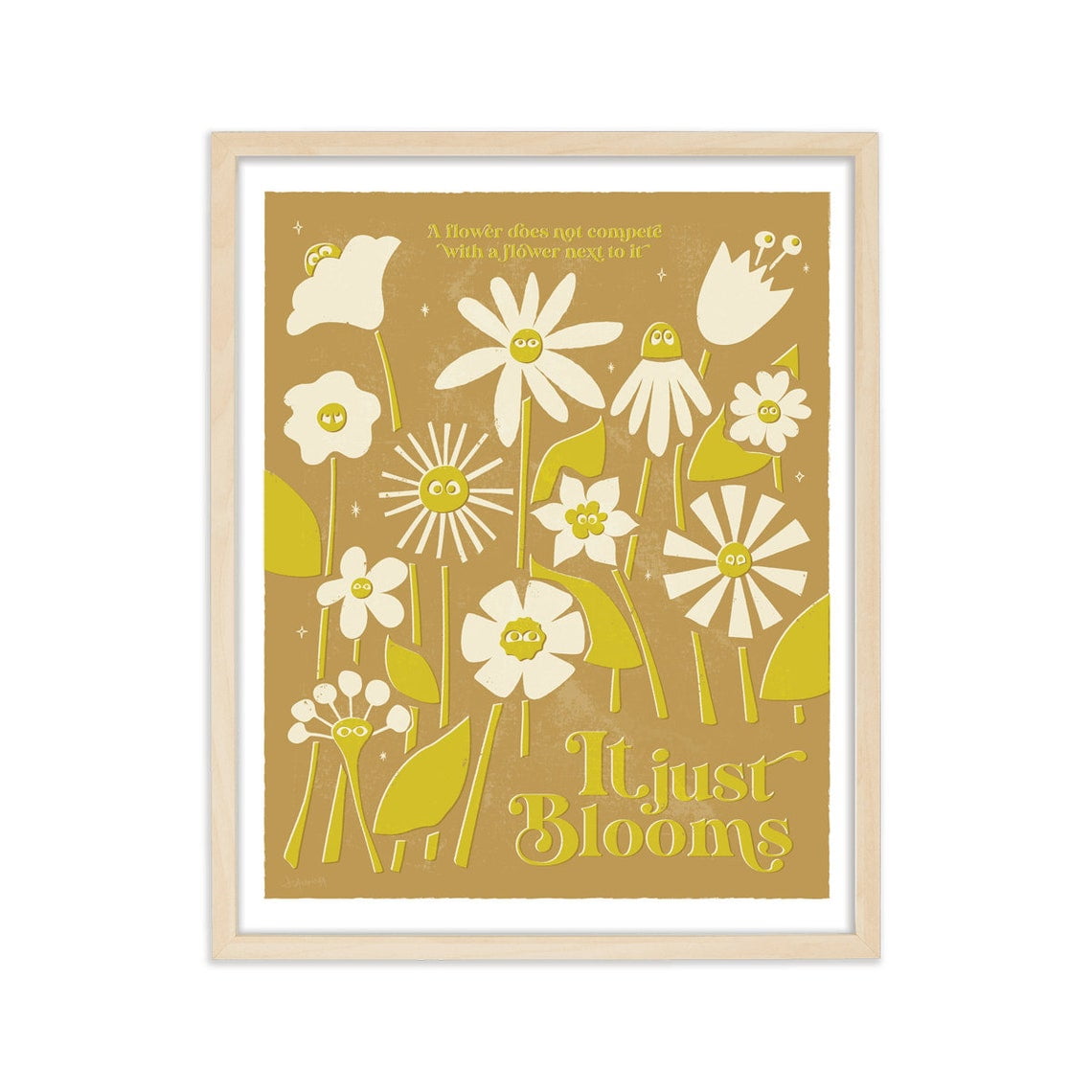 It Just Blooms, Mustard, Retro Art Print Illustration: Self Talk, Daily ...