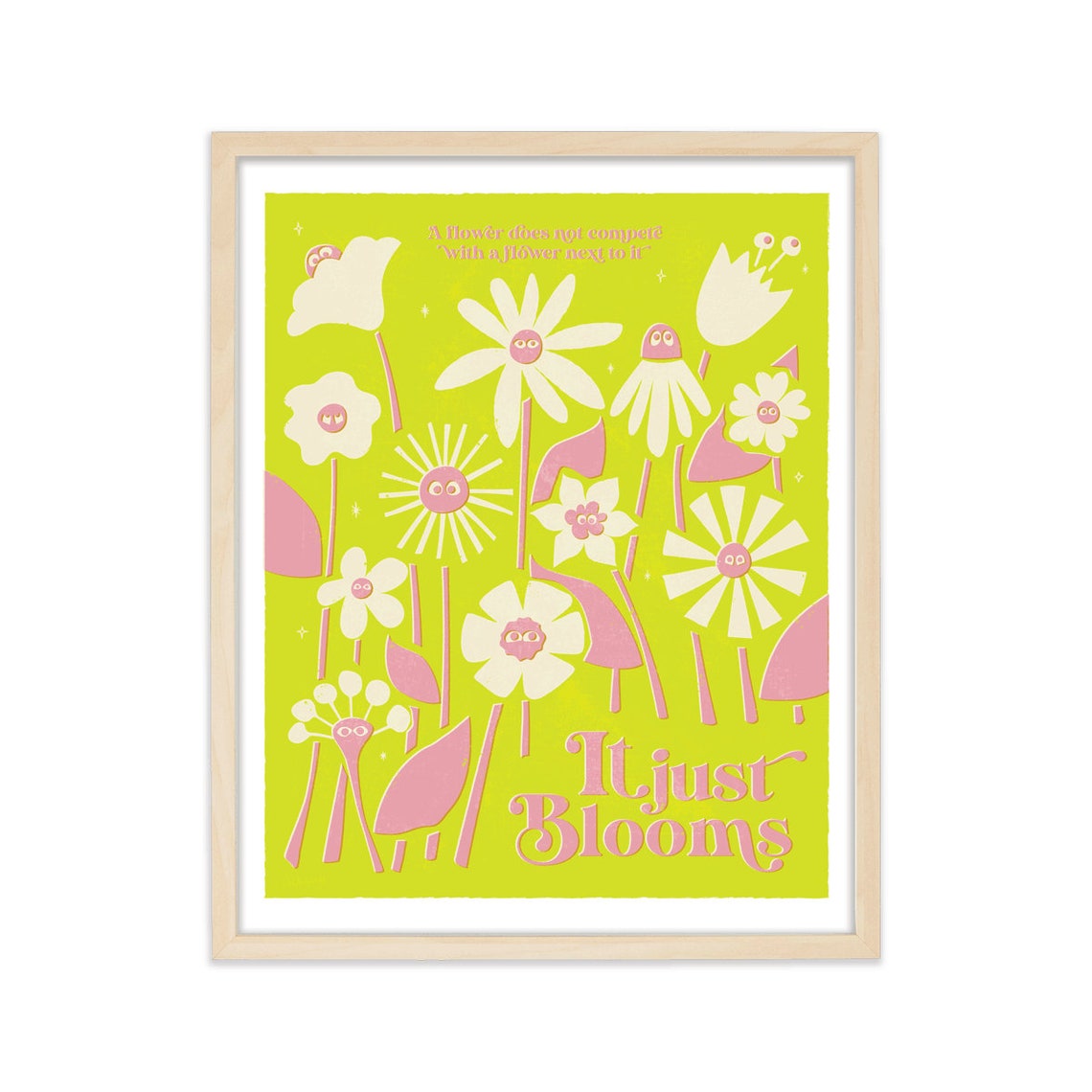 It Just Blooms, Yellow, Retro Art Print Illustration: Self Talk, Daily ...