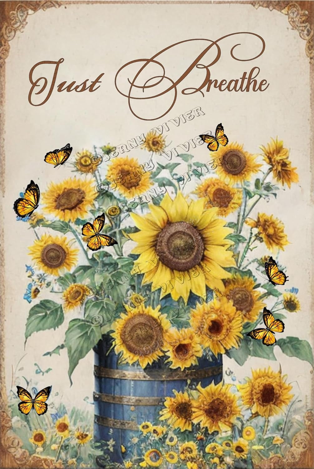 Just Breathe Aluminum Sign,Sunflower Decorations For Kitchen, Sunflower ...