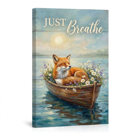 Just Breathe Fox In Boat With Wildflowers Inspirational Nature Calming ...