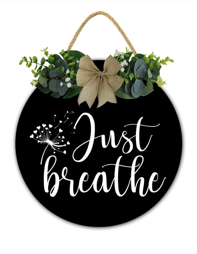 Just Breathe Wood Sign, Relax Wall Sign, Working From Home Quote ...