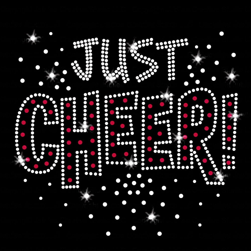 Just Cheer Iron-on Cheerleading Bling Cheerleader Clear Rhinestone Pink ...