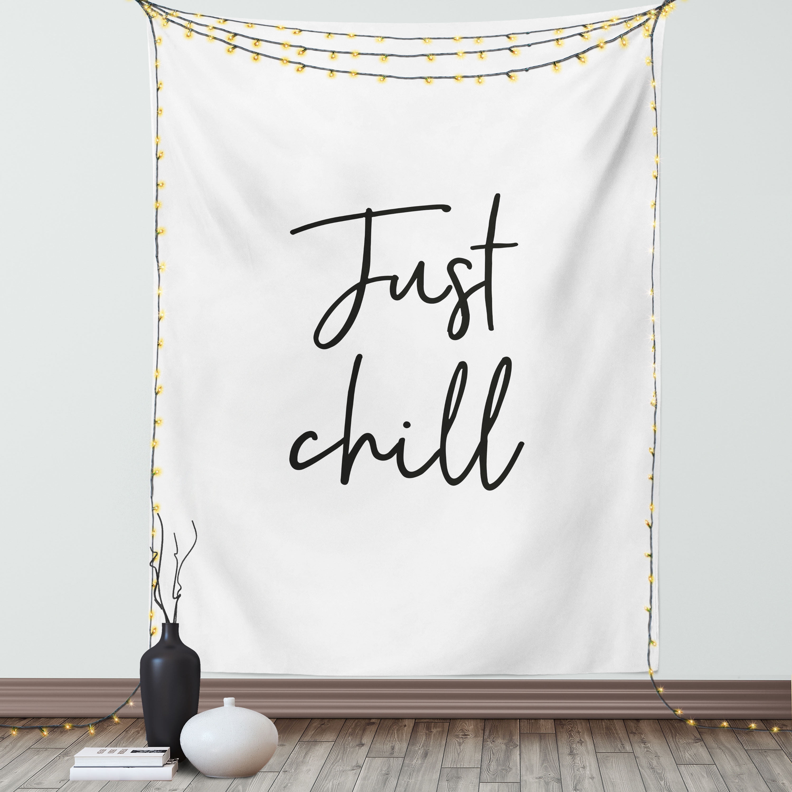 Just Chill Tapestry, Simple and Hand Drawn Cursive Typography ...