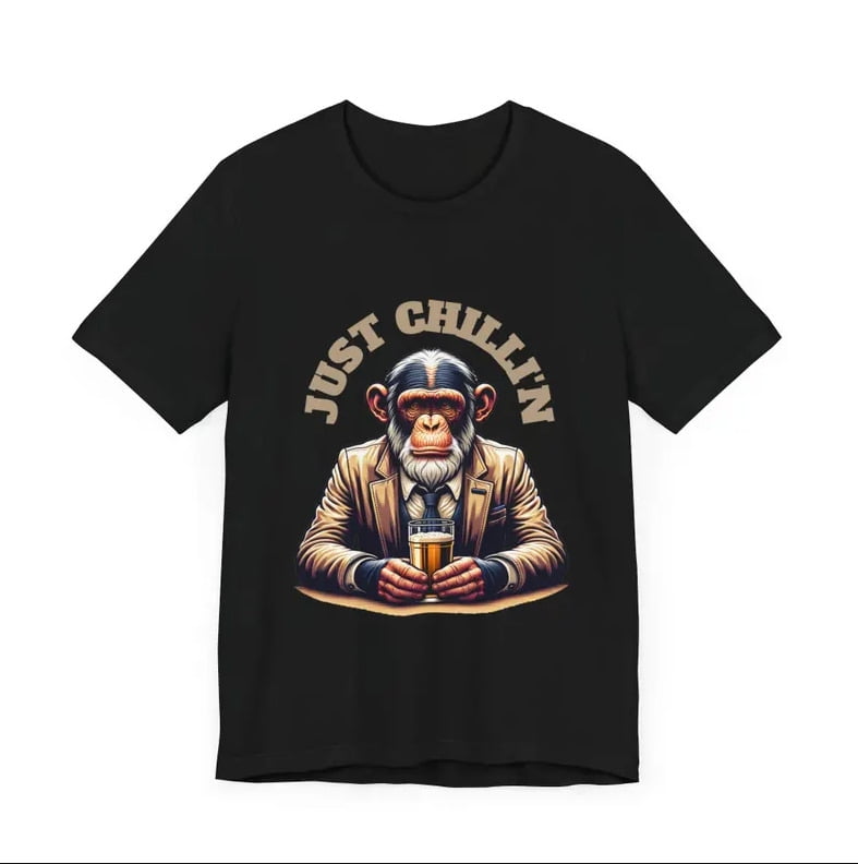 Just Chill'n Funny Monkey Drinking Beer -Chimpanzee In Sports Coat ...