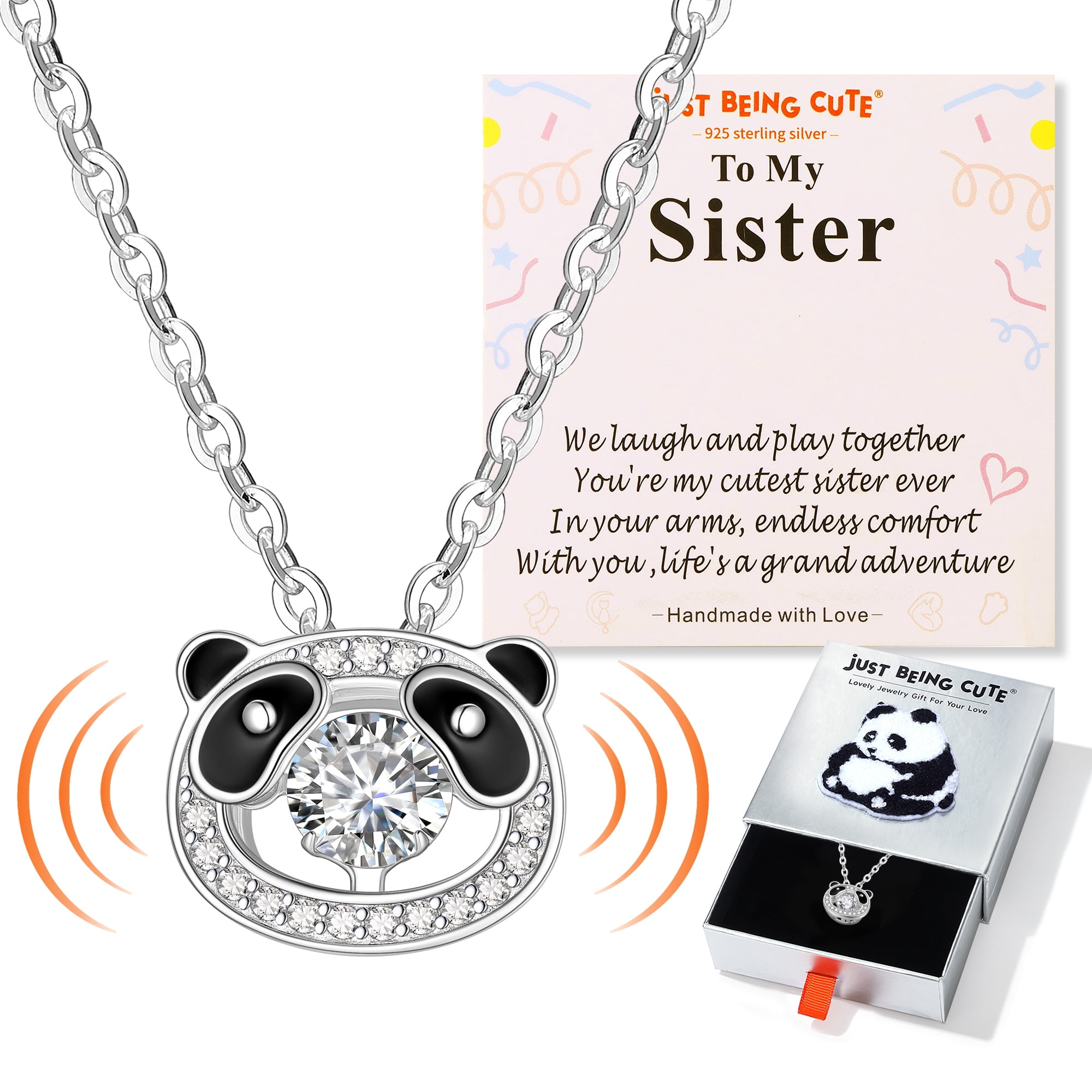 Just Being Cute Panda Necklace for Girls, Moissanite Pendant Necklace ...