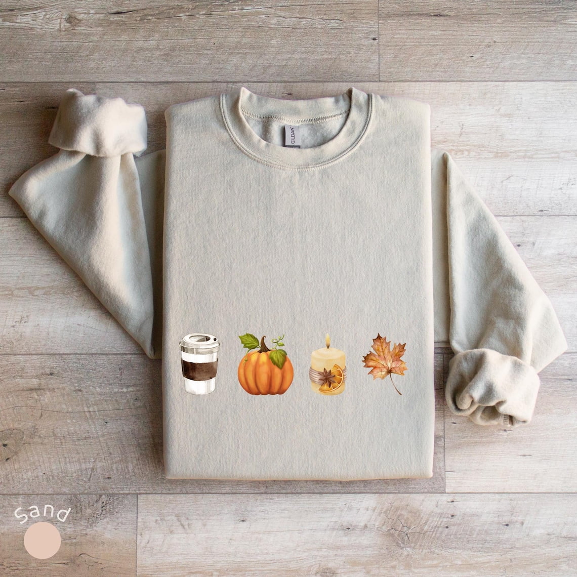 Just Fall Things Crewneck, Cute Fall Sweatshirt, Coffee Pumpkin Candles Leaves Autumn Comfy Cozy ...