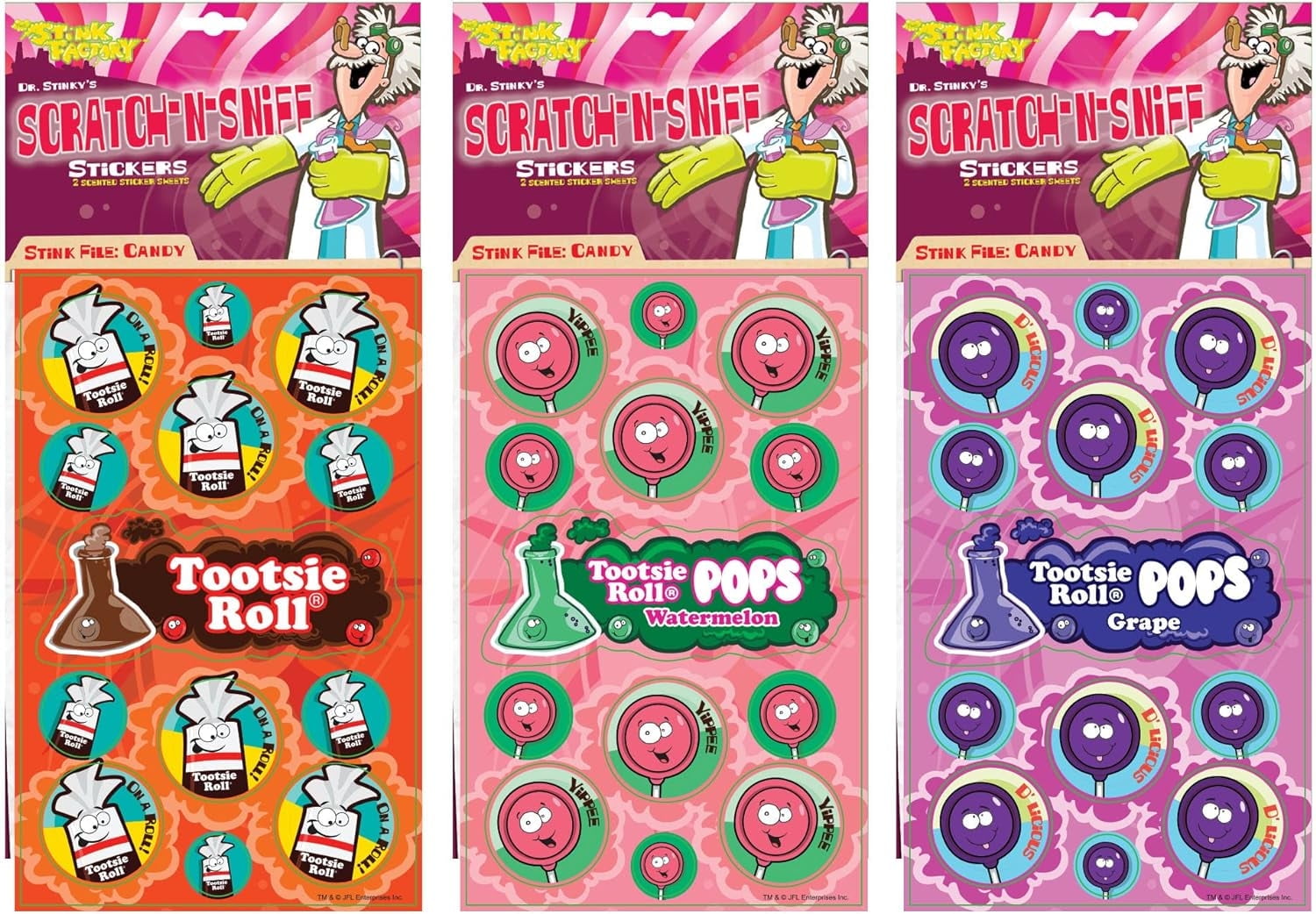 Just For Laughs Dr. Stinky's Scratch N Sniff Stickers 3-Pack- Tootsie ...