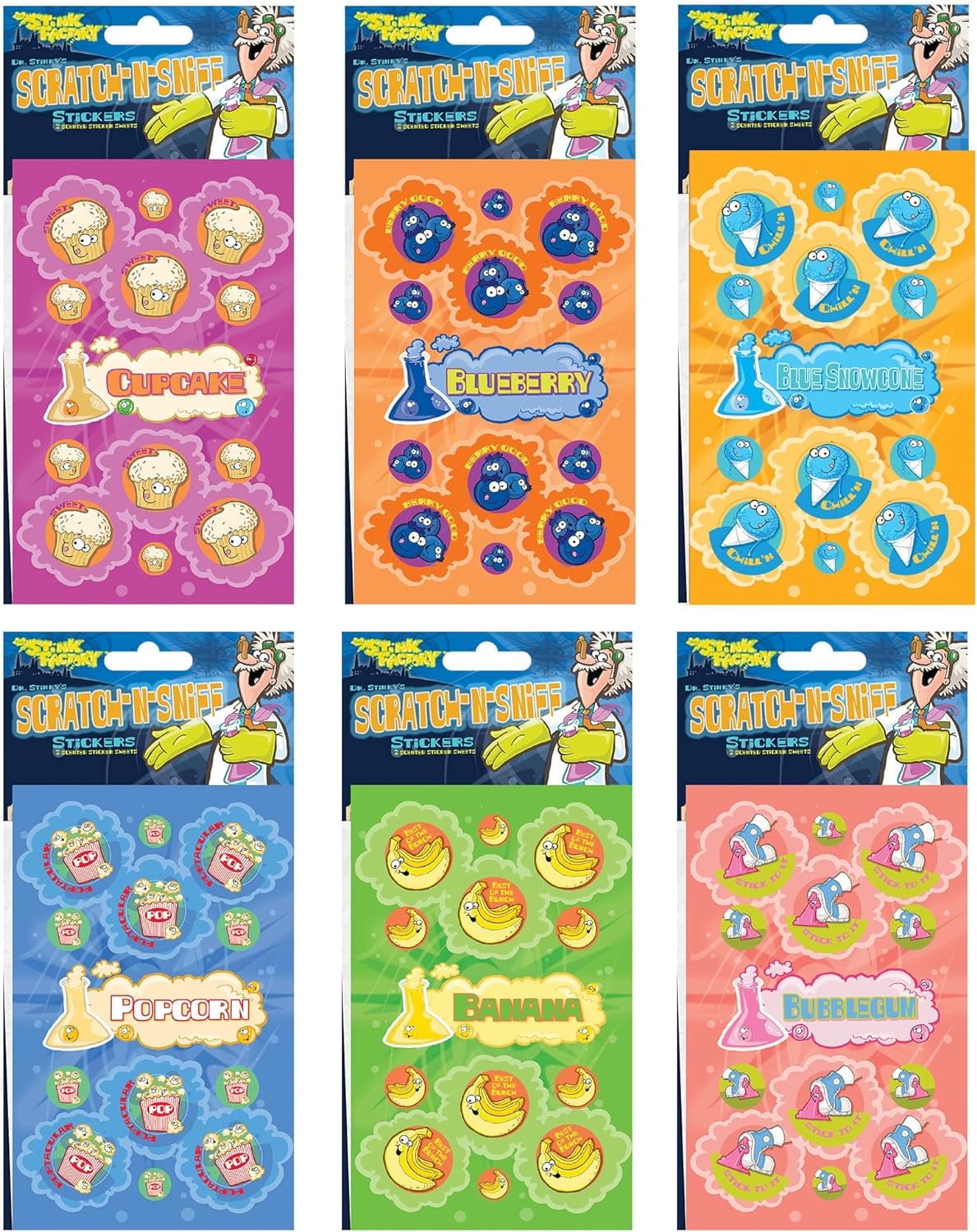 Just For Laughs Dr. Stinky's Scratch N Sniff Stickers 6-Pack- Blueberry ...