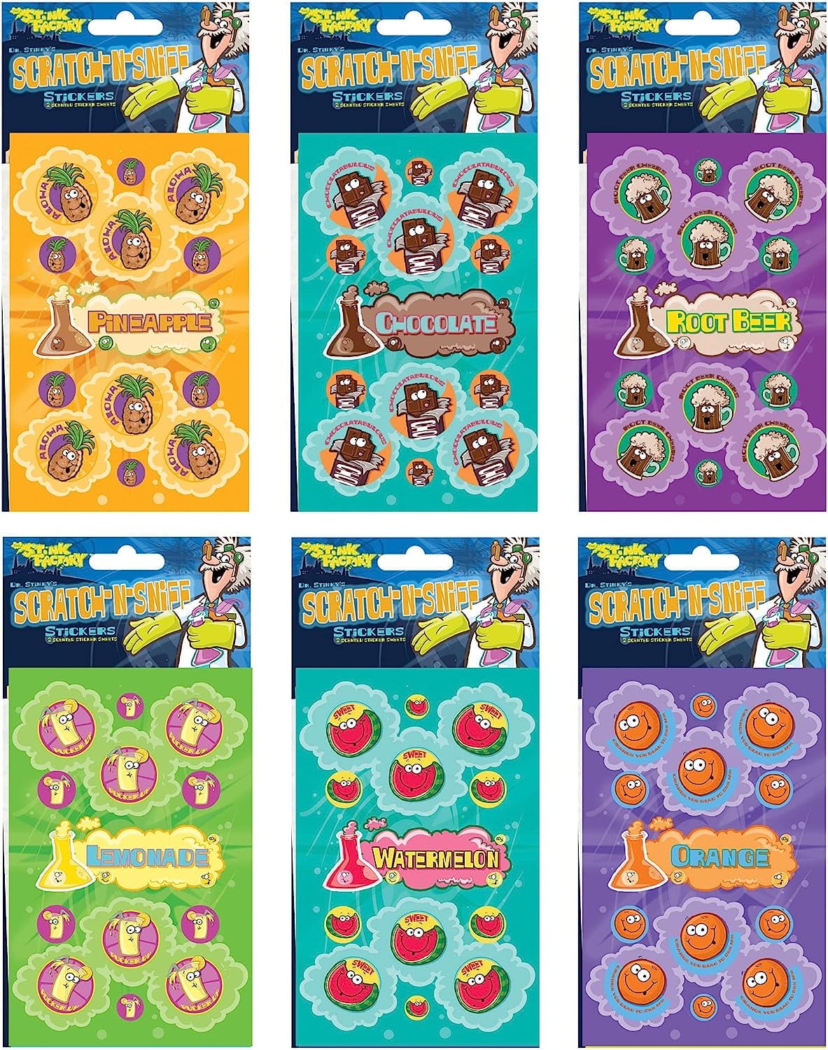 Just For Laughs Dr. Stinky's Scratch N Sniff Stickers 6-Pack- Chocolate ...