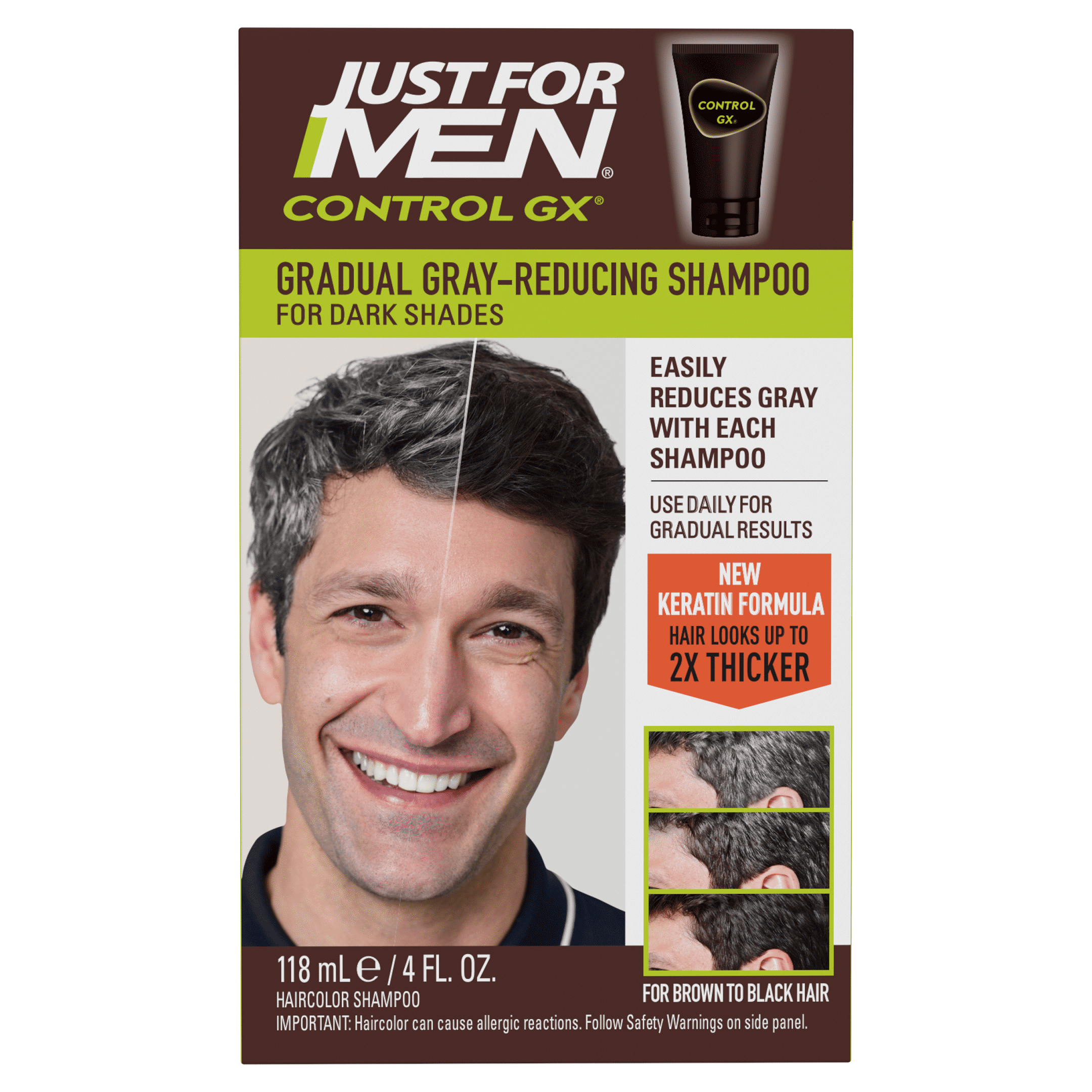 Just For Men Control GX Grey Reducing Shampoo, Gradual Hair Color with ...