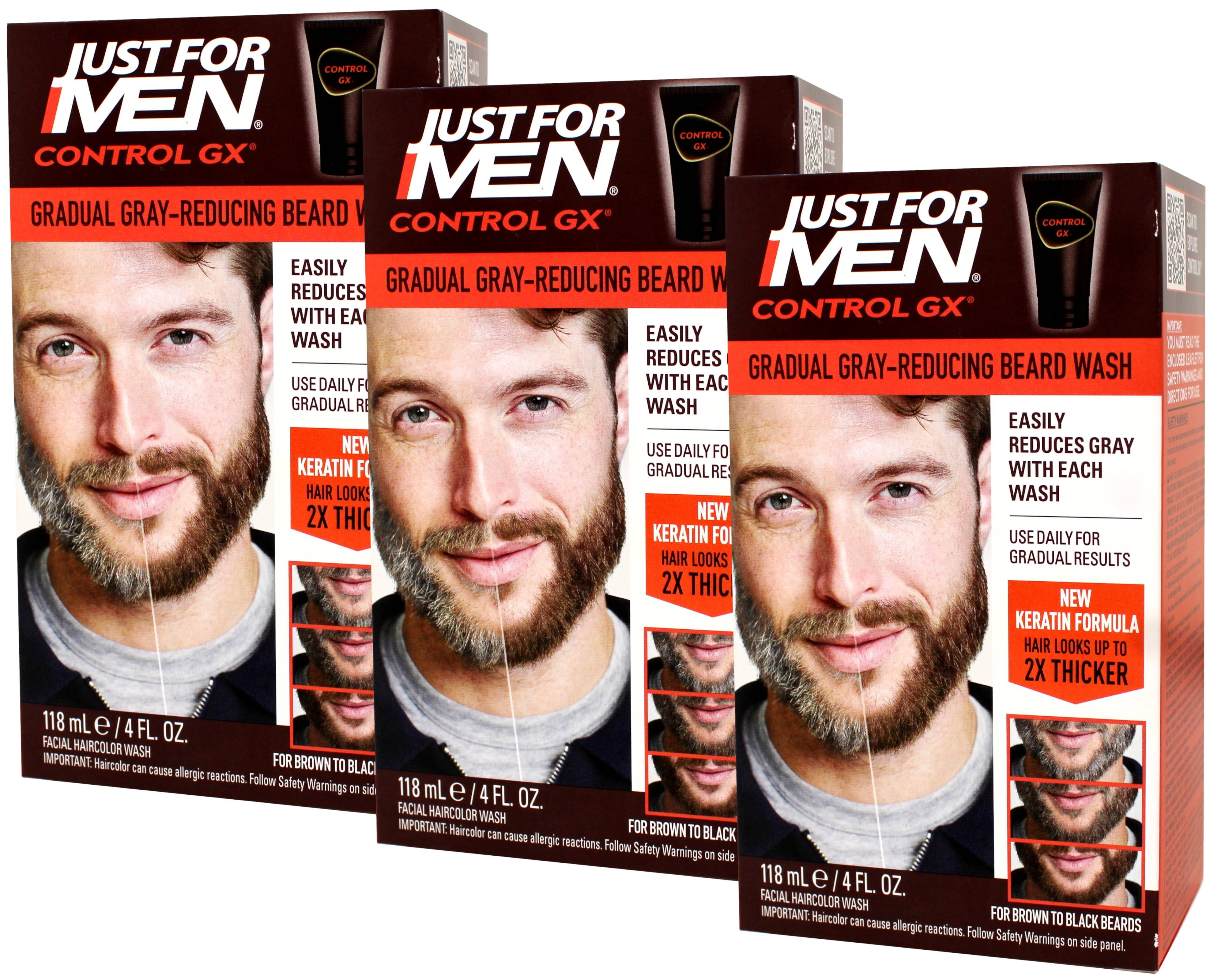 Just for Men Control GX Grey Reducing Beard Wash with Keratin, 4 Fl Oz ...
