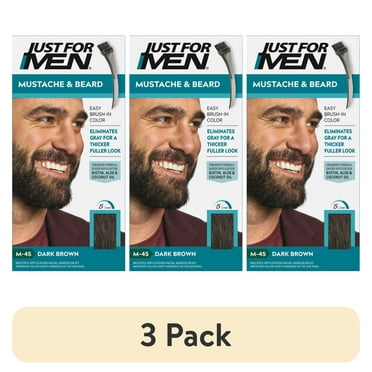 (3 pack) Just For Men Mustache & Beard, Beard Dye for Men with Brush ...