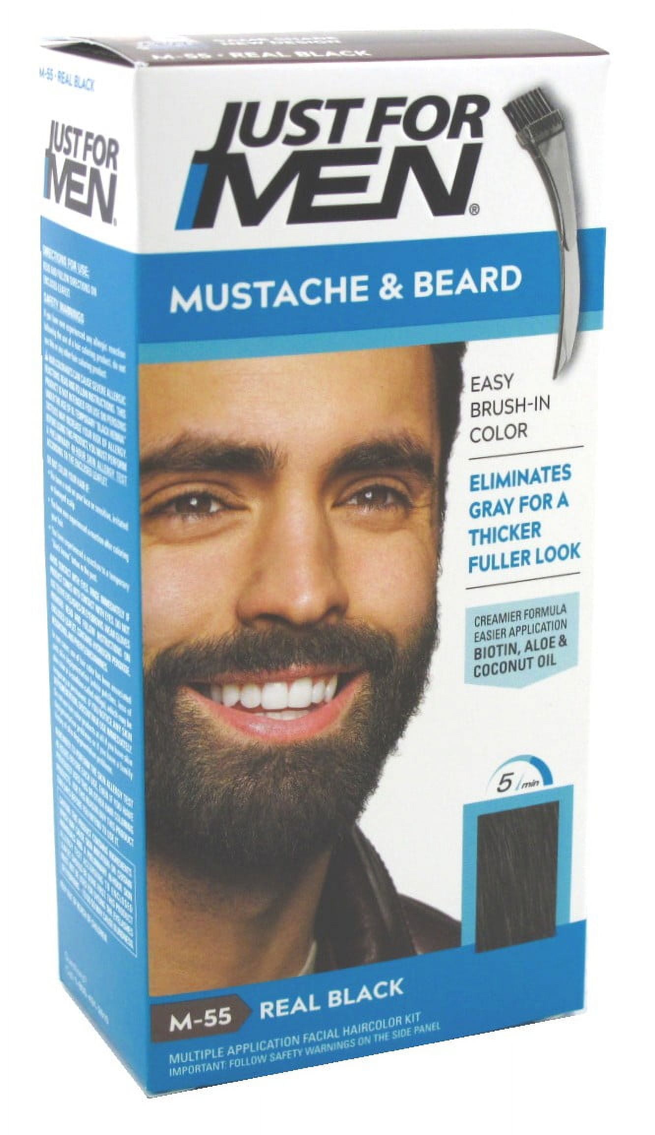 Just For Men Mustache & Beard #M-55 Real Black Color Gel (Pack of 3 ...