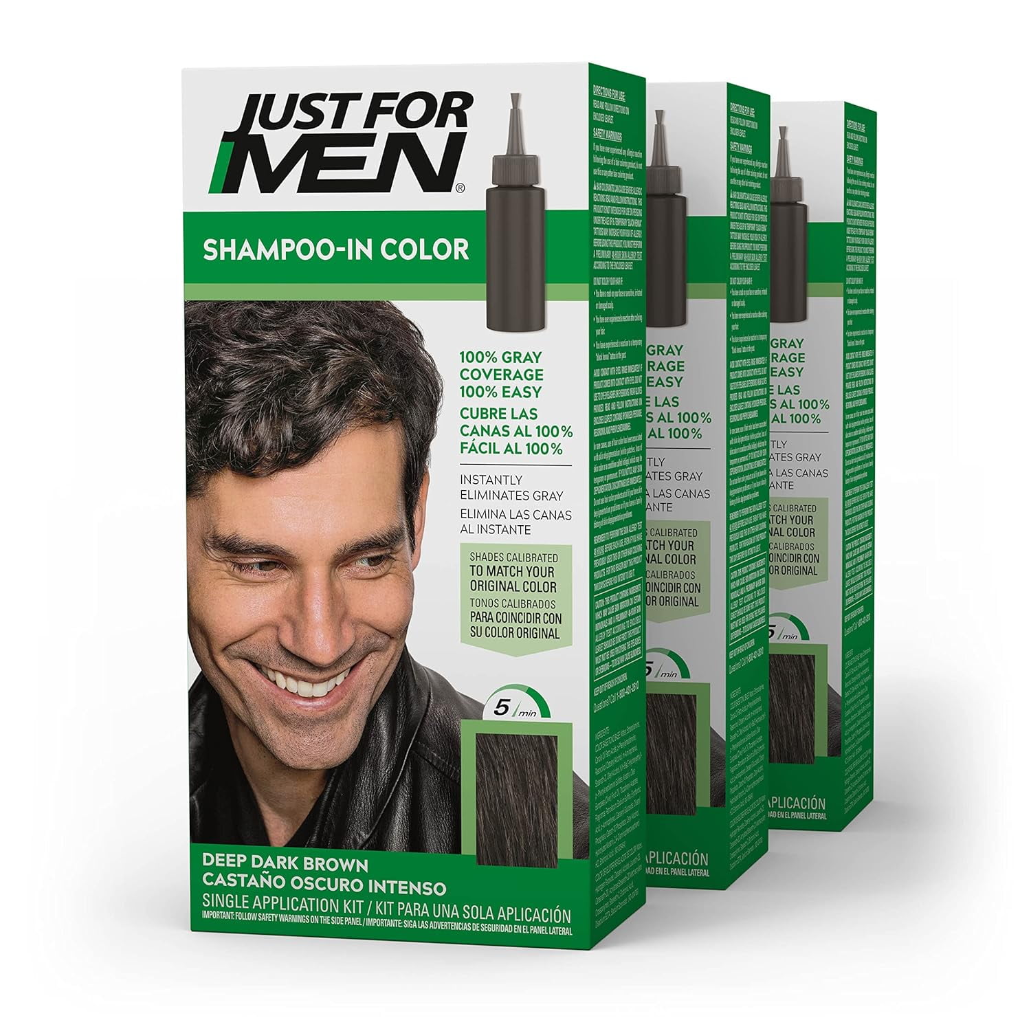 Just For Men Shampoo-In Color, Gray Hair Coloring for Men - Deep Dark ...