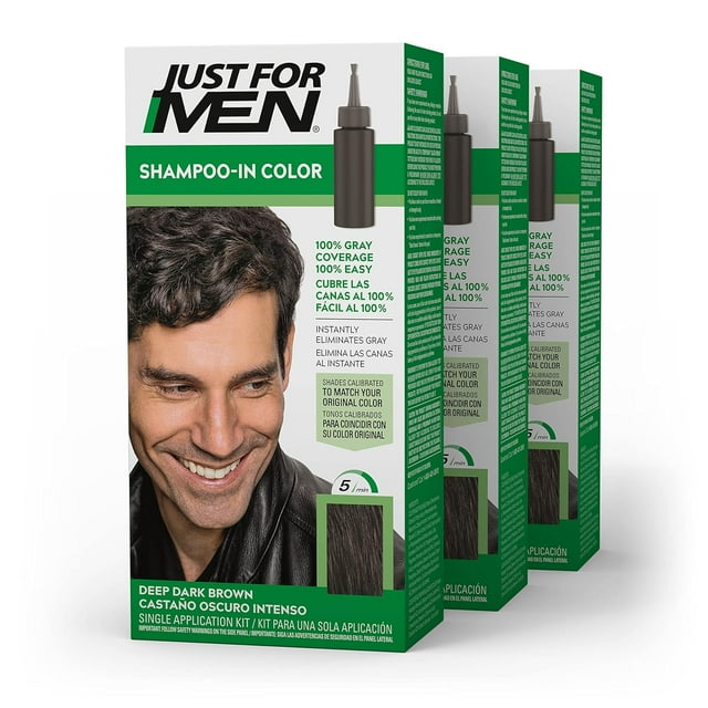 Just For Men Shampoo-In Color, Gray Hair Coloring for Men - Deep Dark ...