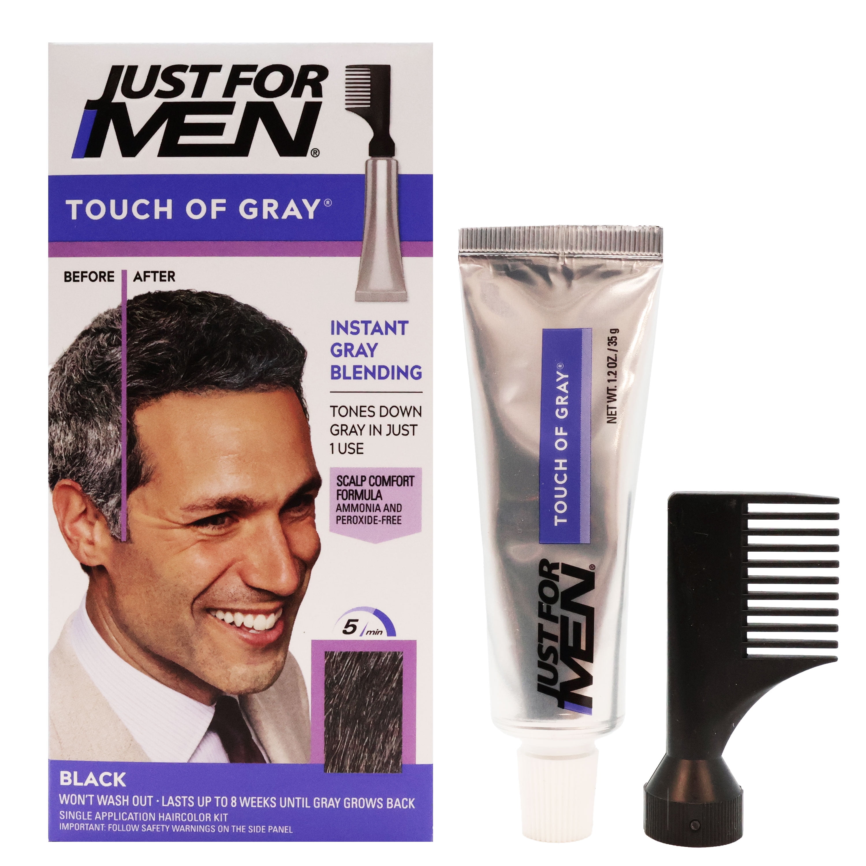Just For Men Touch Of Gray Hair Color T-55 Black, Pack of 3 - Walmart.com