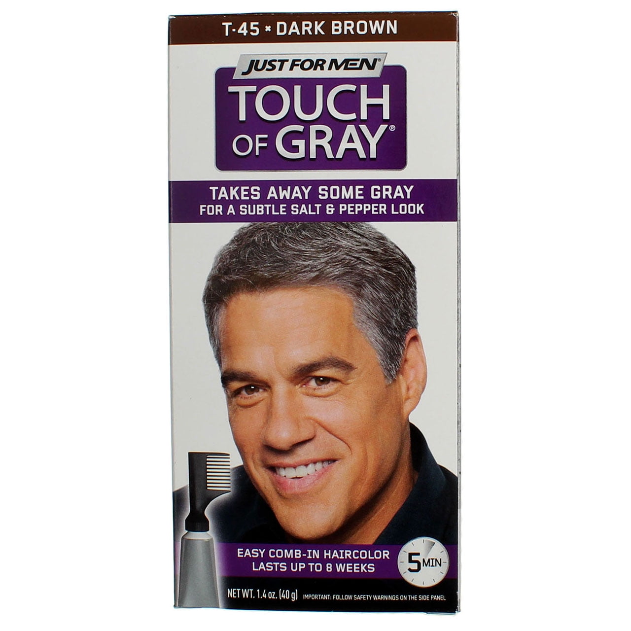 Just For Men Touch of Gray Hair Color, Dark Brown T-45 - Walmart.com
