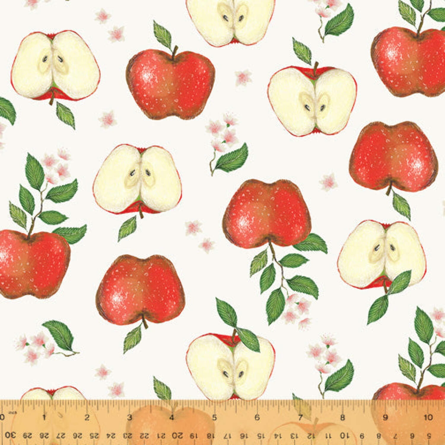 Just Fruit Apples Ivory Cotton Fabric - Walmart.com