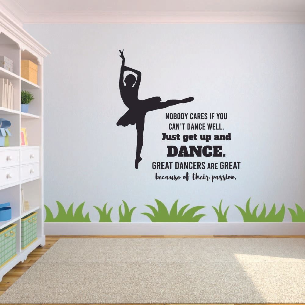 Just Get Up and Dance Ballet Ballerina Motivation Quote Wall Sticker ...