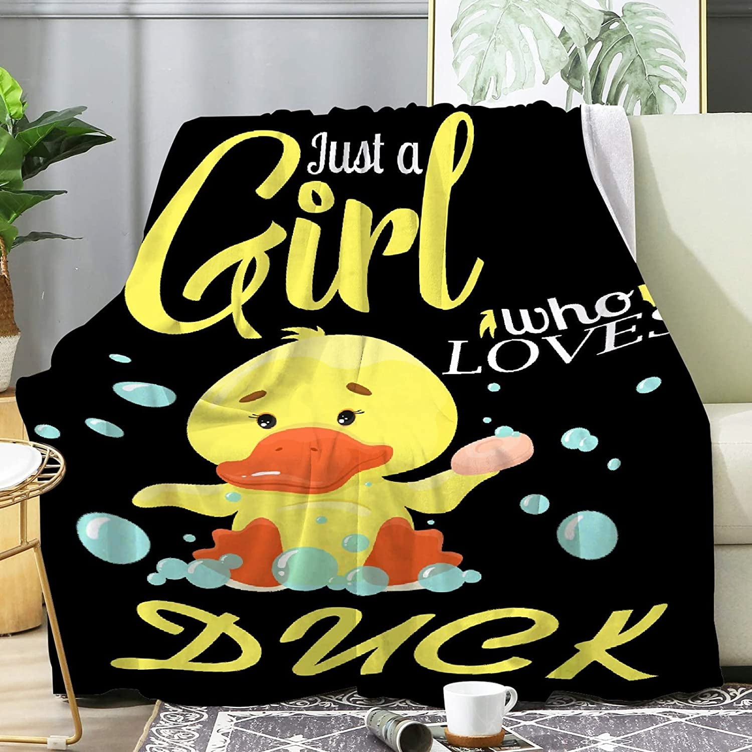 Just A Girl Who Loves Duck Blanket,Flannel Throw Blanket Ultra Soft ...