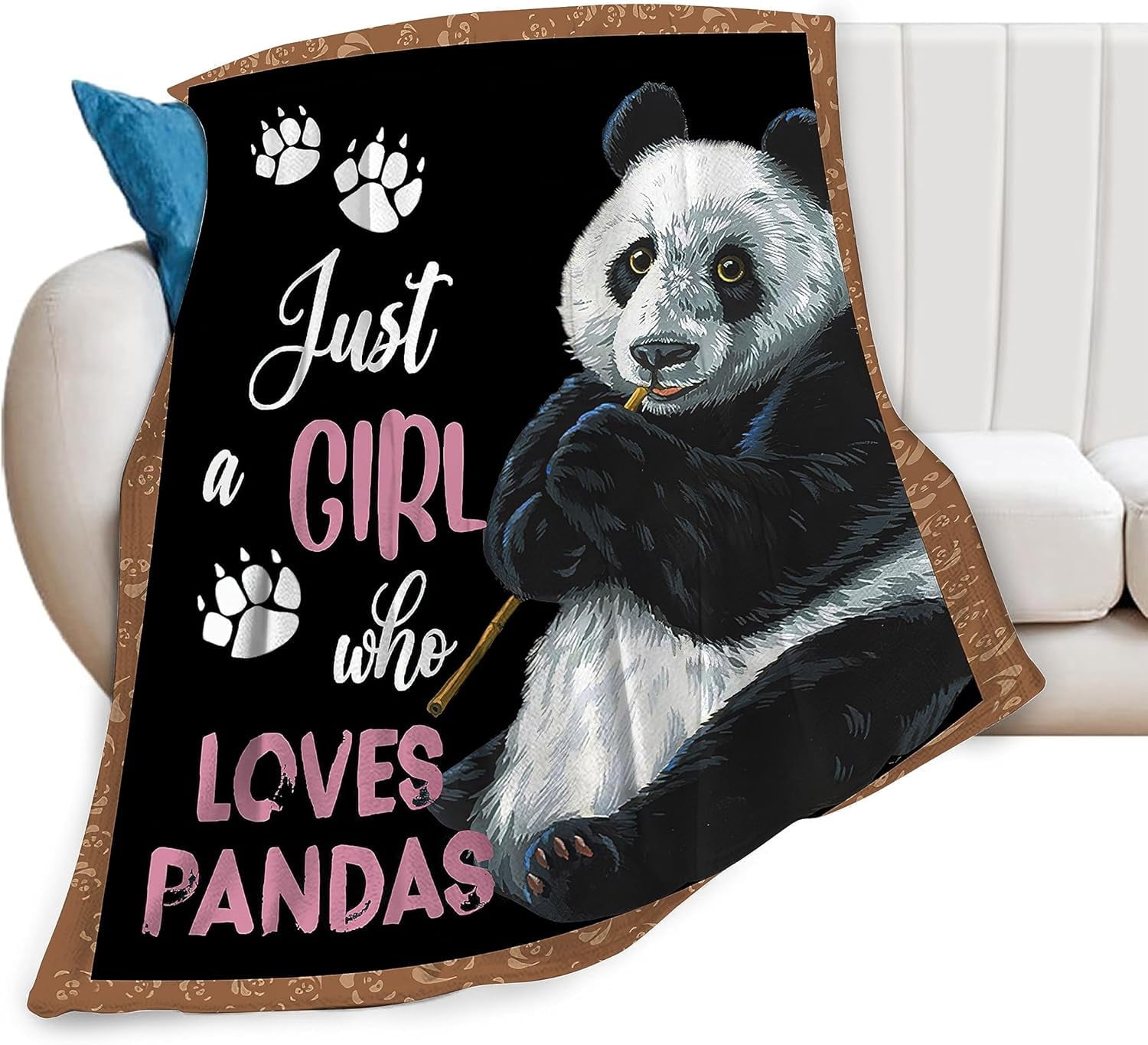 Just A Girl Who Loves Pandas Blanket Soft Warm Cozy Cute Panda Throw ...