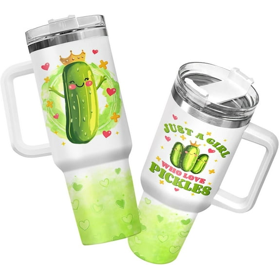 Just A Girl Who Loves Pickles Tumbler with Lid and Straw, 40oz ...