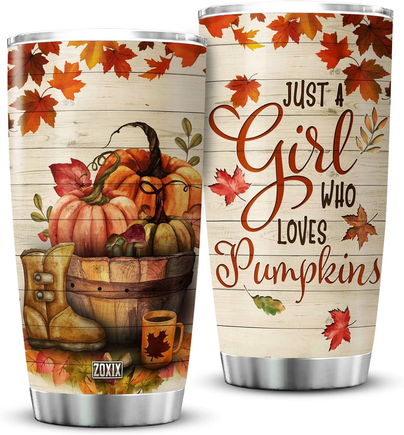 Just A Girl Who Loves Pumpkin Tumbler With Lid 20oz Vintage Autumn ...