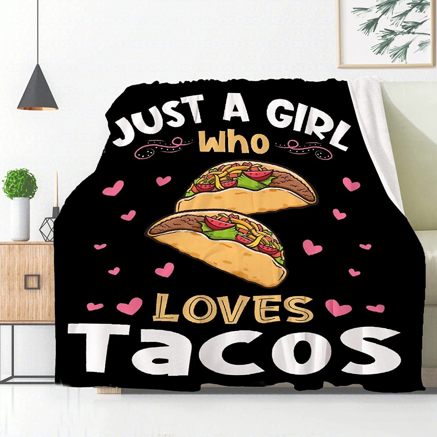 Just A Girl Who Loves Tacos Blanket Throw, Flannel Fleece Microfiber ...