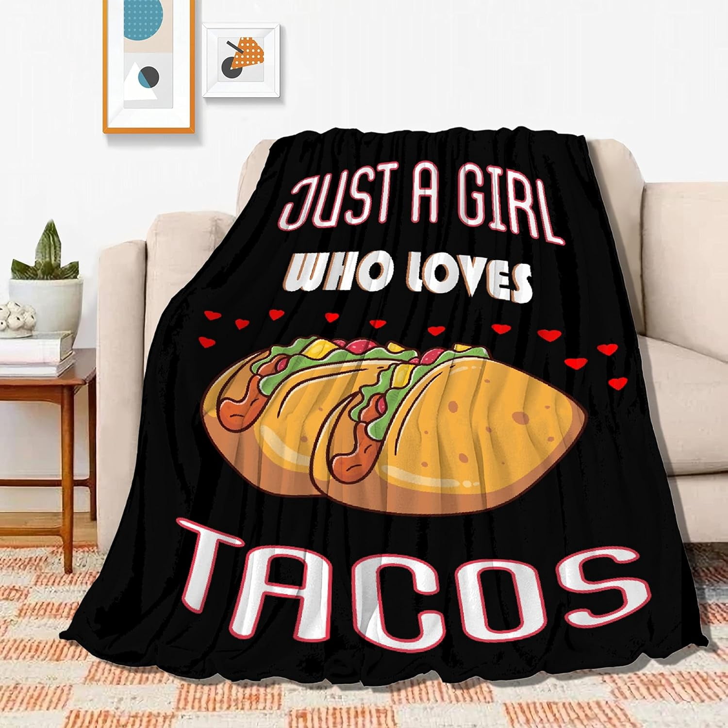 Just Girl Who Loves Tacos Blanket Soft Blankets and Throws Flannel Cozy ...