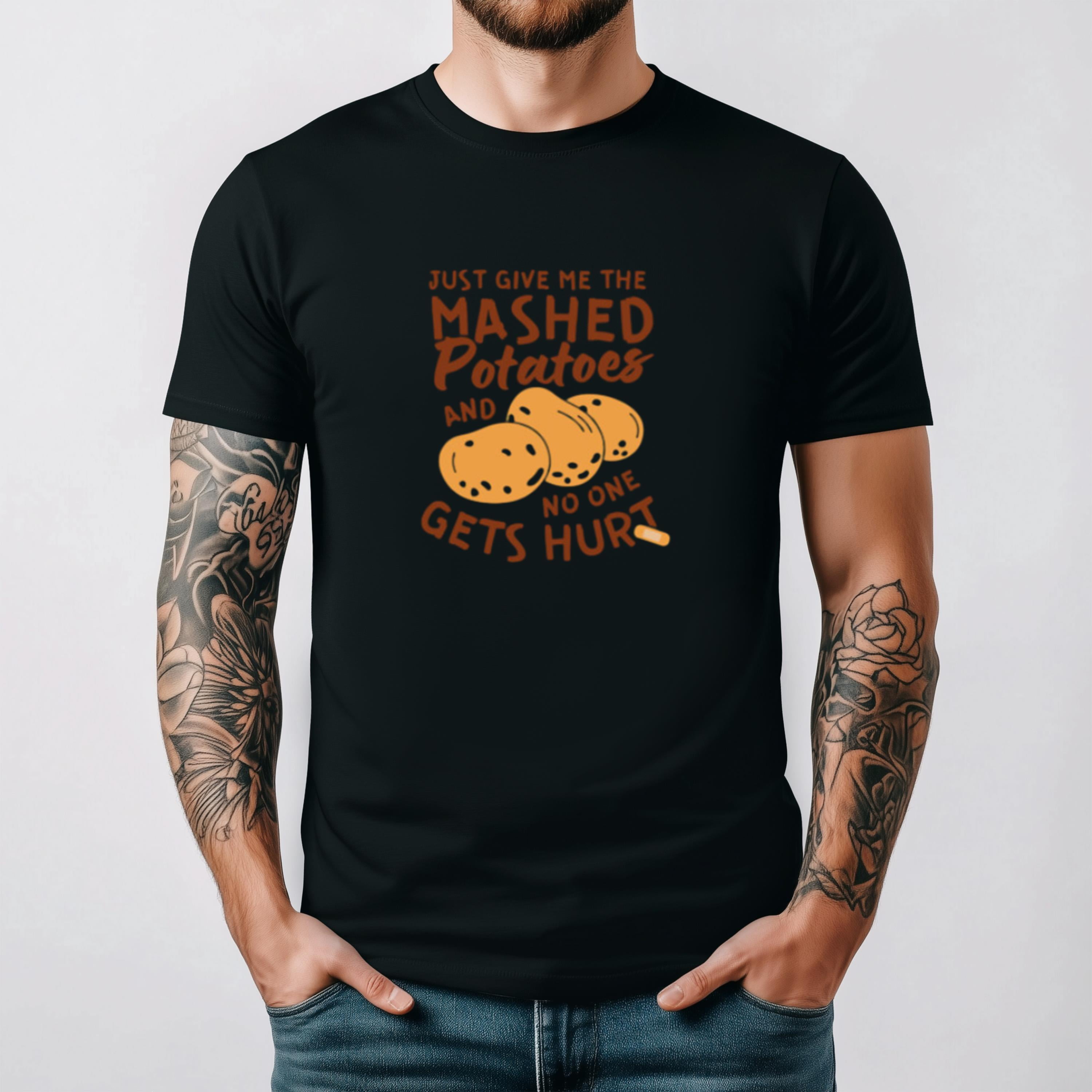 Just Give Me The Mashed Potatoes Funny Thanksgiving Unisex T-Shirt, up ...
