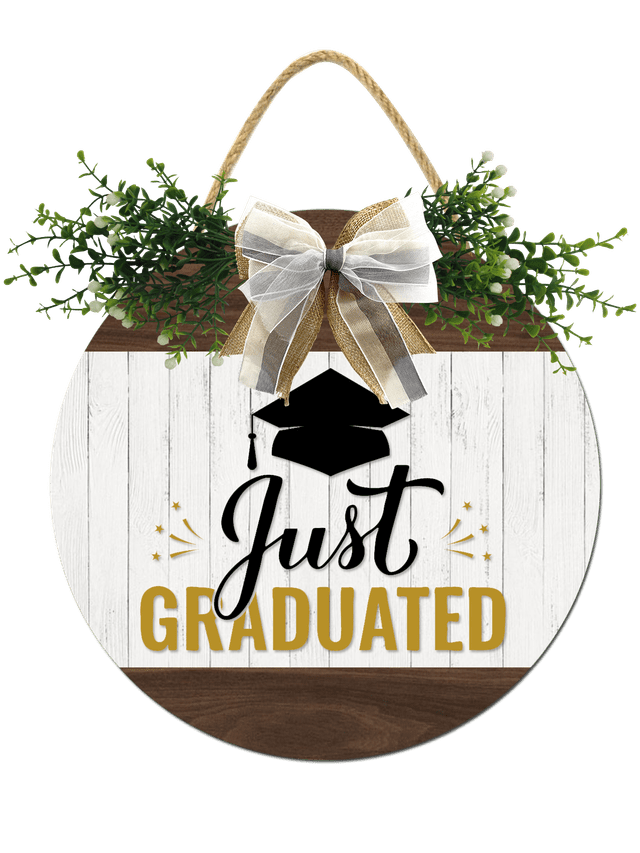 Just Graduated Wreath Sign for Front Door,Horizontal Round Door Wreaths ...