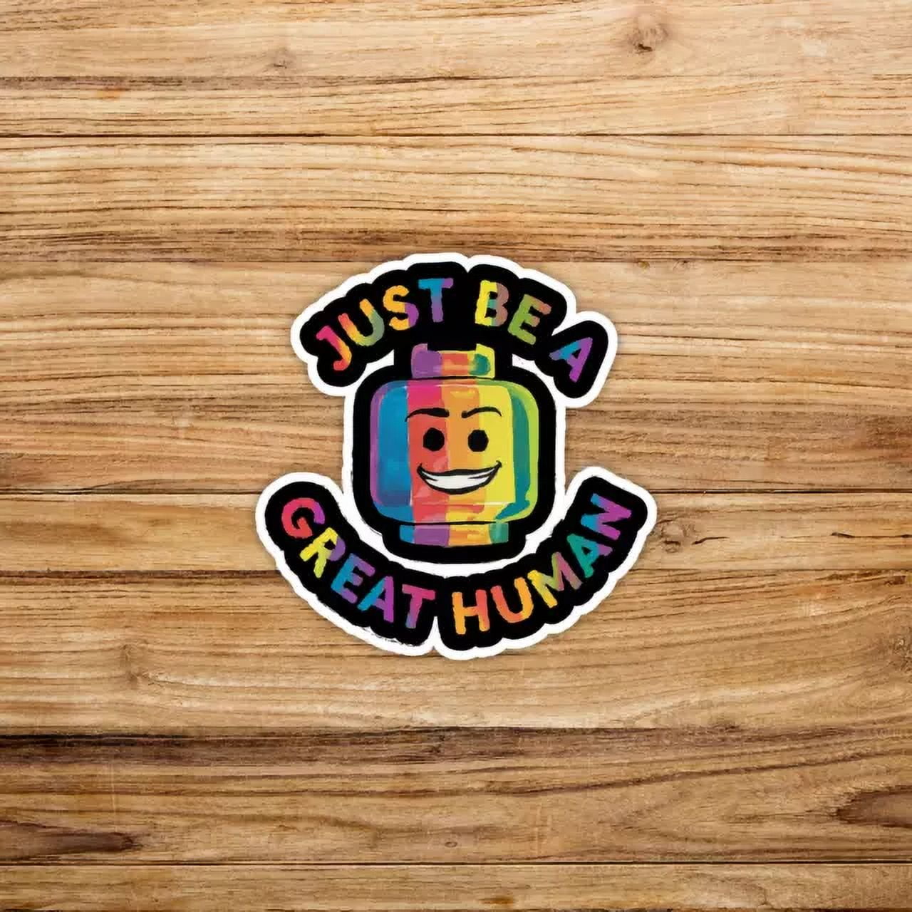 Just Be A Great Human Inspirational Block Brick Head Sticker Decalphone ...