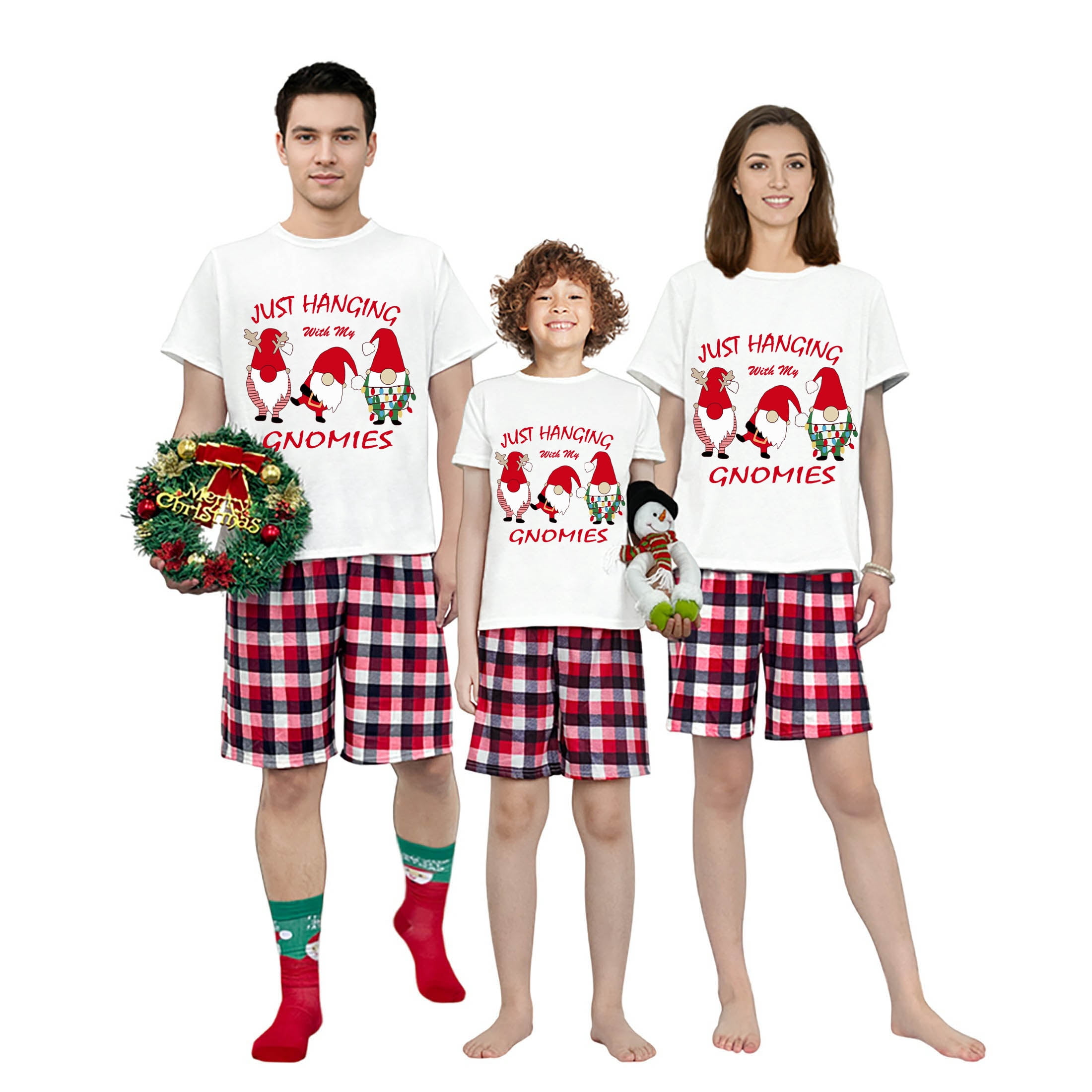 Just Hanging With My Gnomies Merry Christmas Family Matching Pajama ...