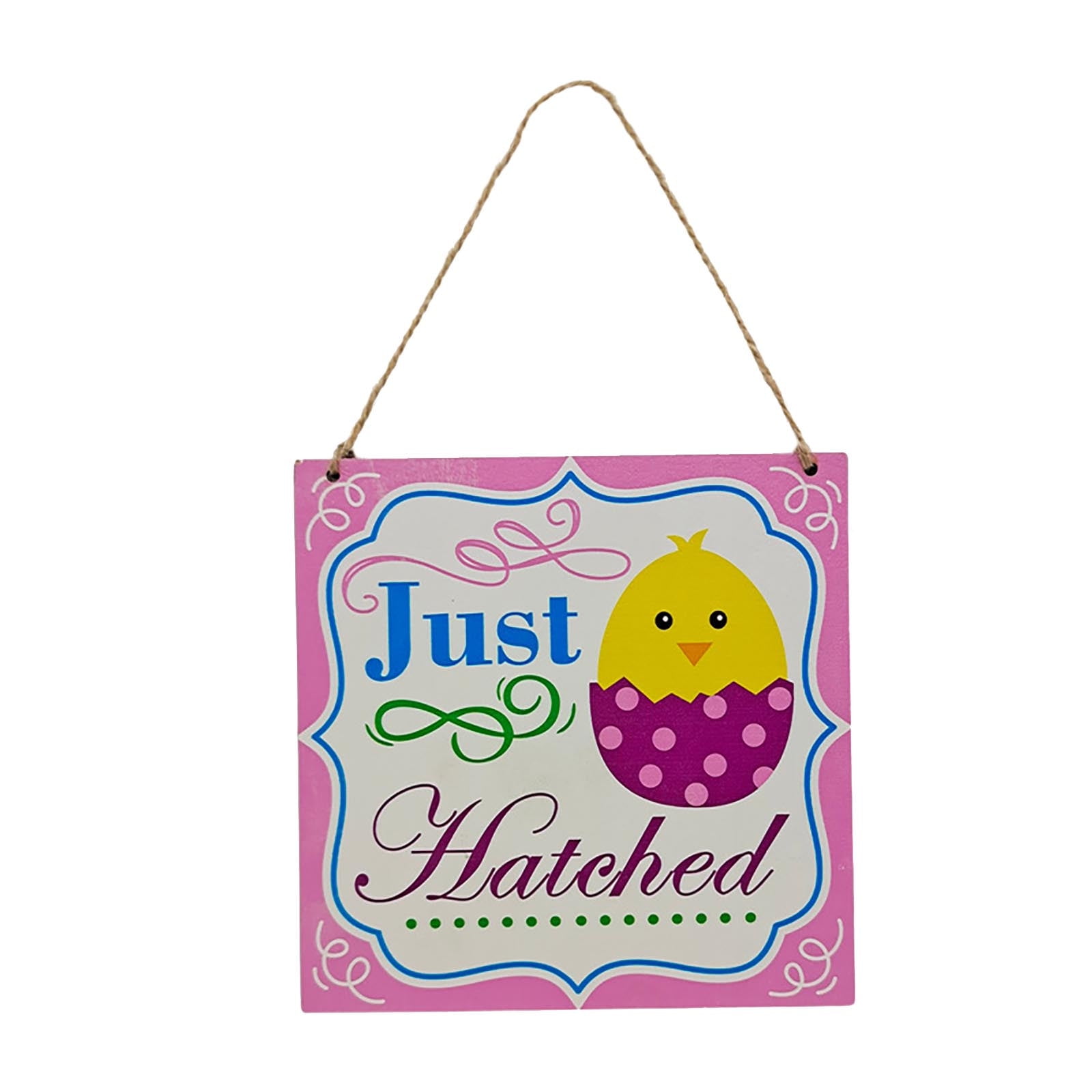 Just Hatched Chick Pink Wood Sign 5.9"x5.9", Rustic Welcome Plaque ...