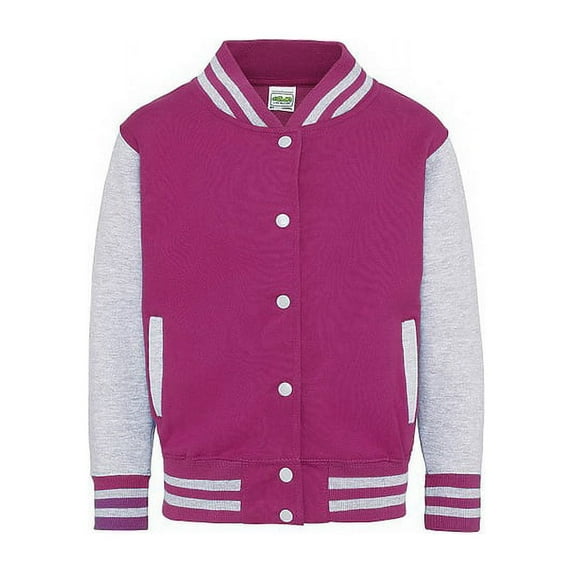 Just Hoods By AWDis Youth 80/20 Heavyweight Letterman Jacket S HOT PNK ...