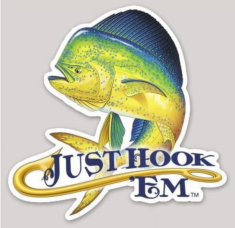 Just Hook 'Em Dolphin Decal, 5.67 x 6.00, Weatherproof Vinyl Decal for ...